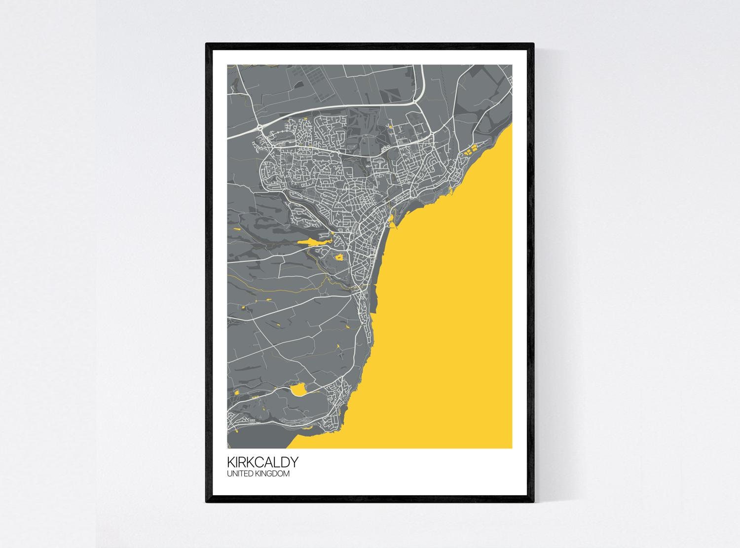 Kirkcaldy Scotland City Map Art Print Many Styles 350gsm | Etsy