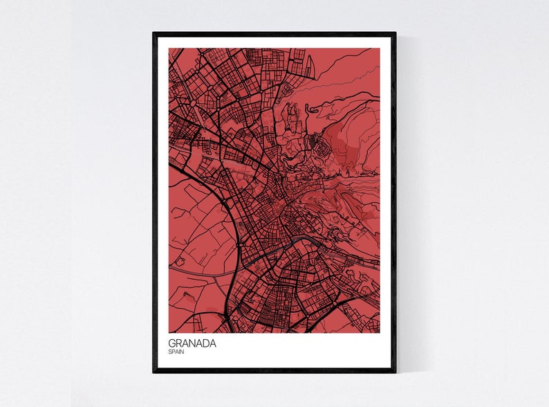 Granada Spain Map Art Print Many Colours 350gsm Art | Etsy