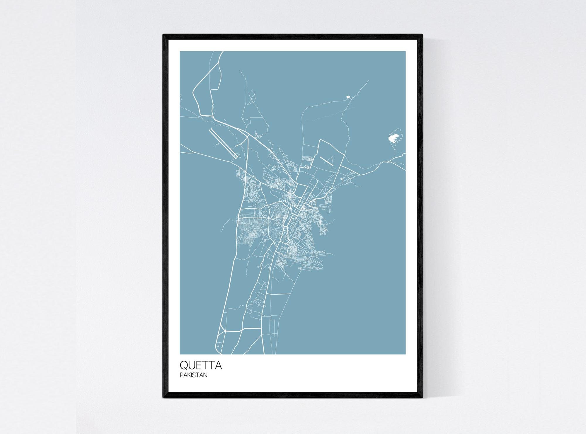 Quetta Pakistan Map Art Print Many Styles Art Quality | Etsy