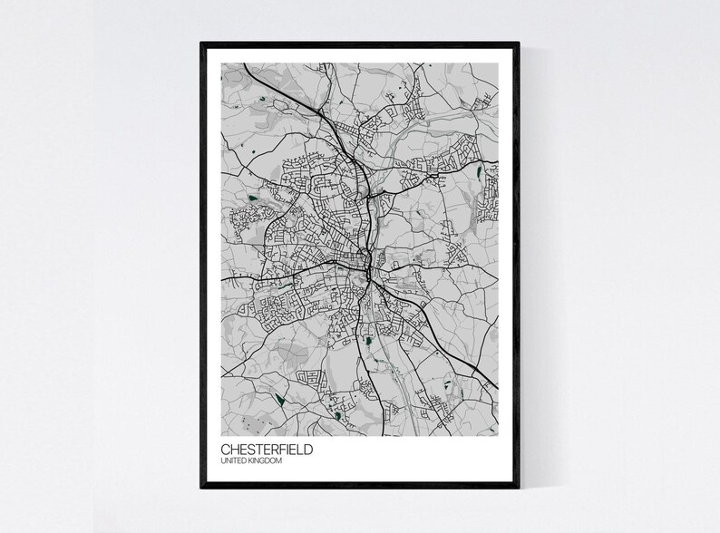 Chesterfield United Kingdom City Map Art Print Many Styles - Etsy