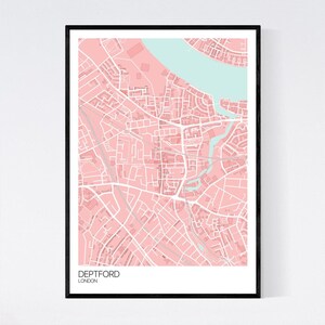Deptford, London Map Art Print Many Colours 350gsm Art Quality Paper ...