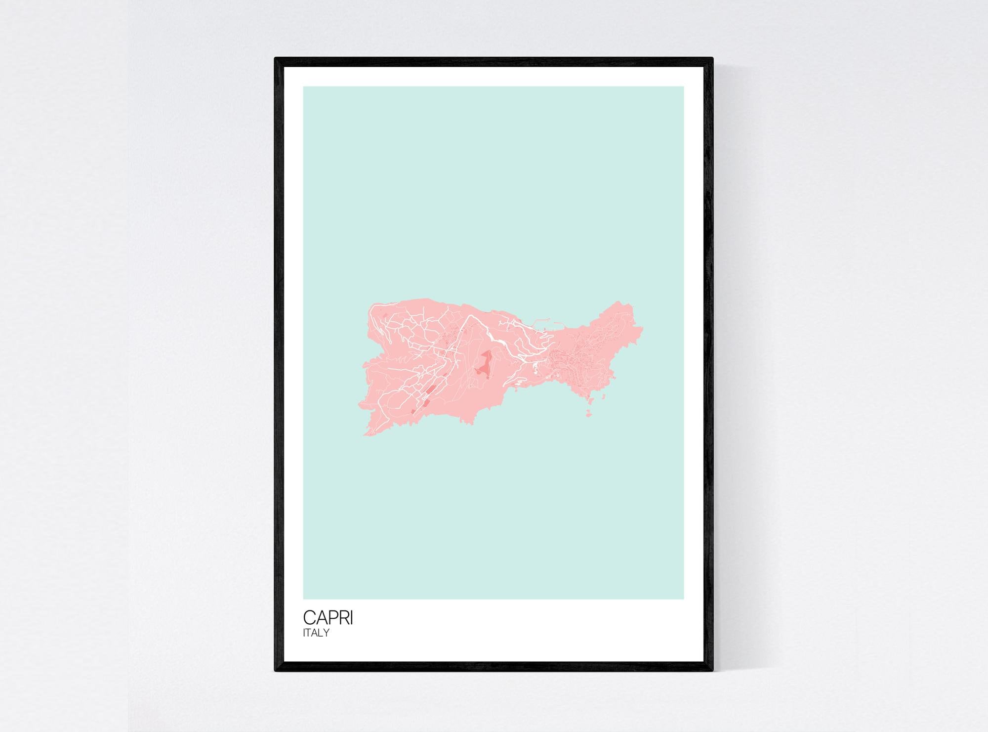 Capri Italy Map Art Print Many Styles 350gsm Art Quality | Etsy UK