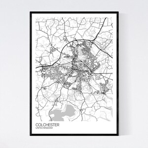 Colchester, United Kingdom City Map Art Print - Many Styles - 350gsm ...