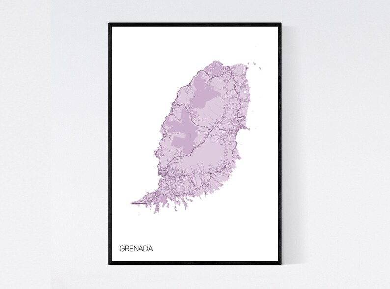Grenada Caribbean Island Map Art Print Many Styles 350gsm | Etsy