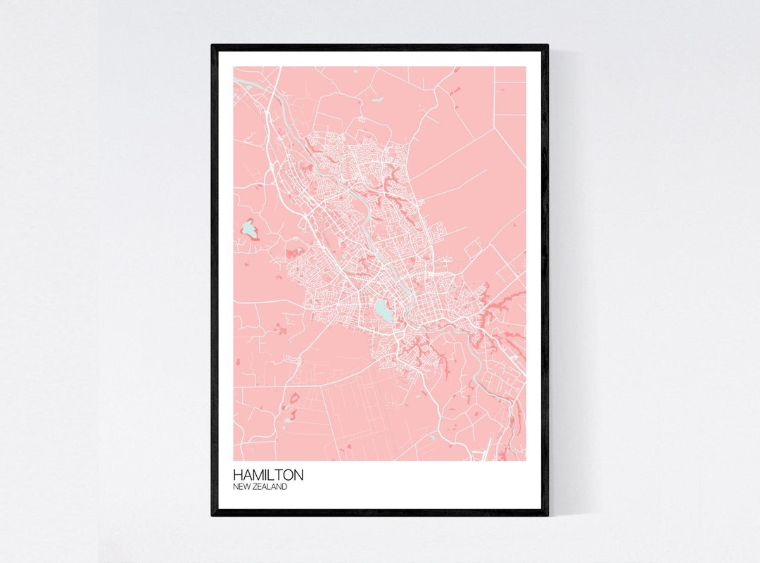 Hamilton, New Zealand Map Print Many Colours Fast Delivery Scandi ...