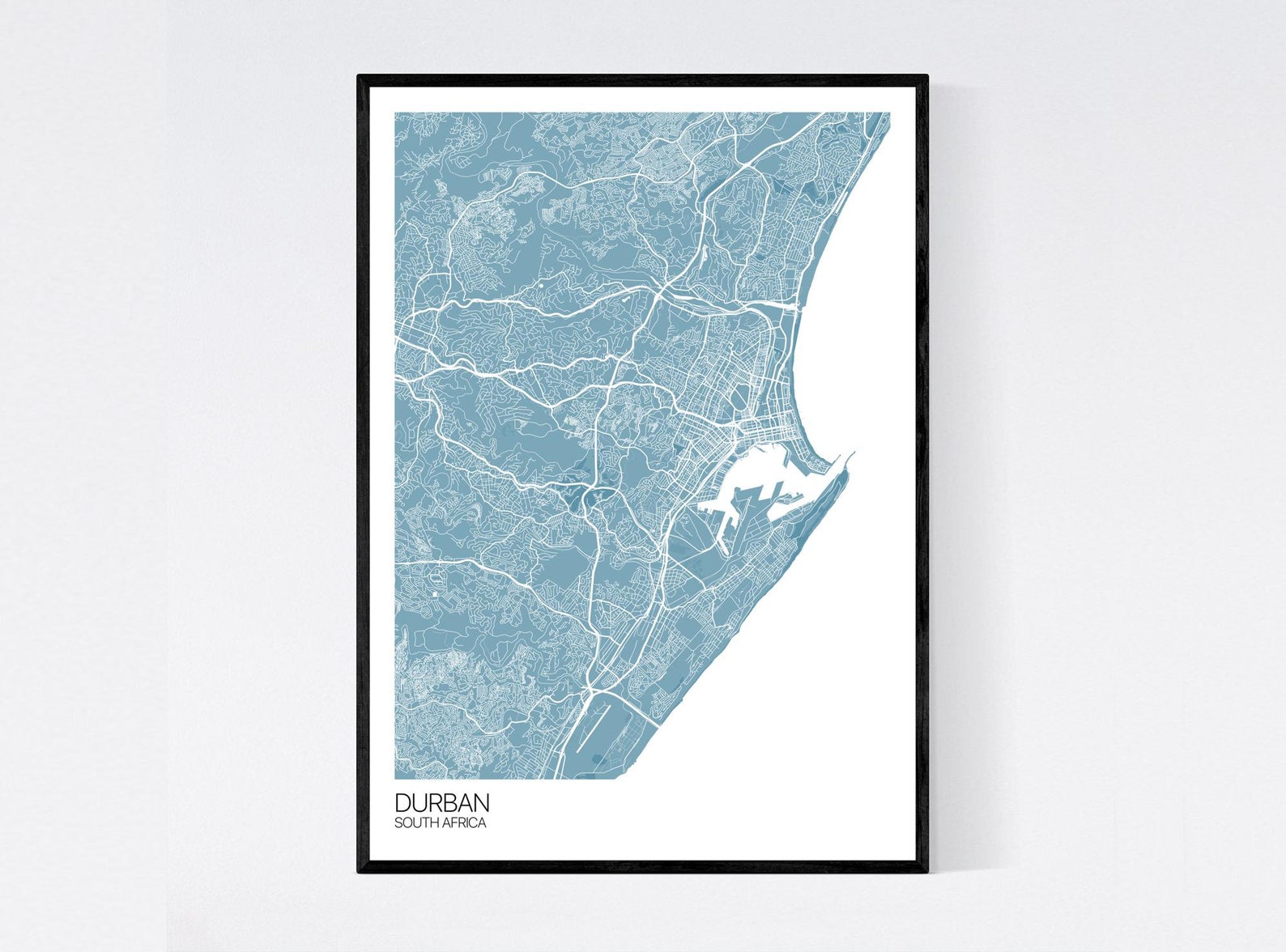 Durban South Africa Map Art Print Many Styles Art Quality | Etsy