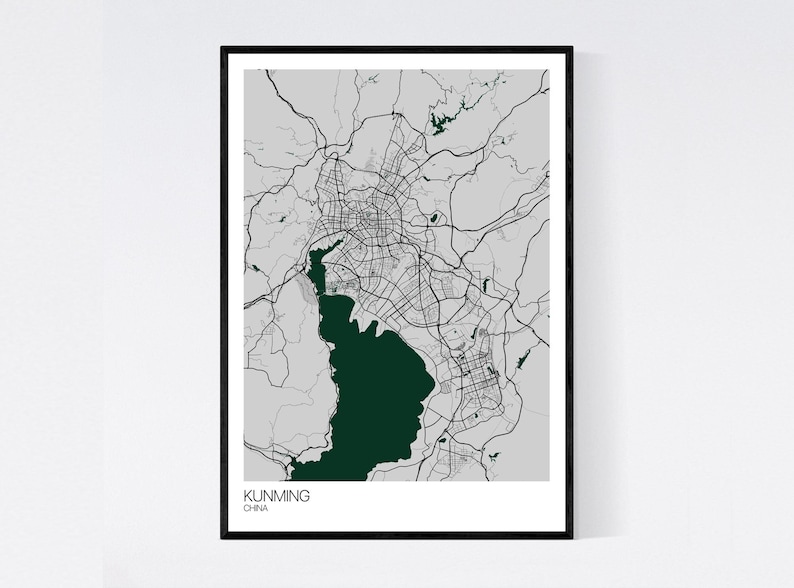Kunming China Map Art Print Many Styles Art Quality Paper - Etsy