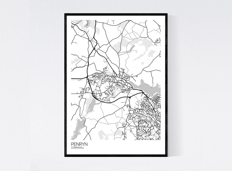 Penryn Cornwall Map Art Print Many Colours 350gsm Art - Etsy
