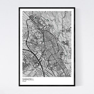 Sabadell Spain Map Art Print Many Colours Art Quality - Etsy