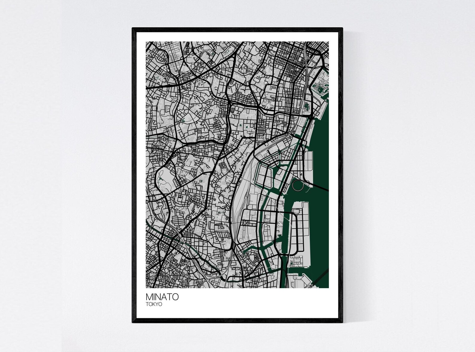 Minato, Tokyo Map Print Many Colours Fast Delivery Scandi // Vintage ...