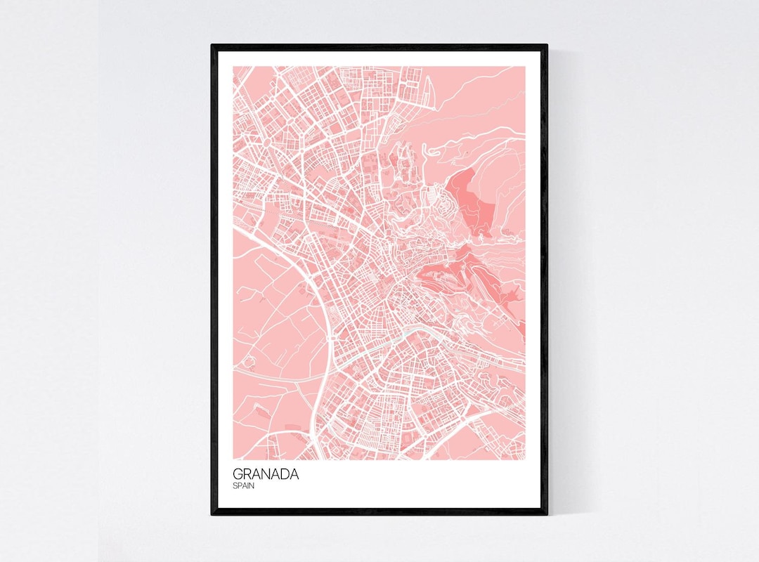 Granada, Spain Map Art Print Many Colours 350gsm Art Quality Paper Fast ...