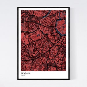 Akasaka, Tokyo, Japan Map Print Many Colours Fast Delivery Scandi ...