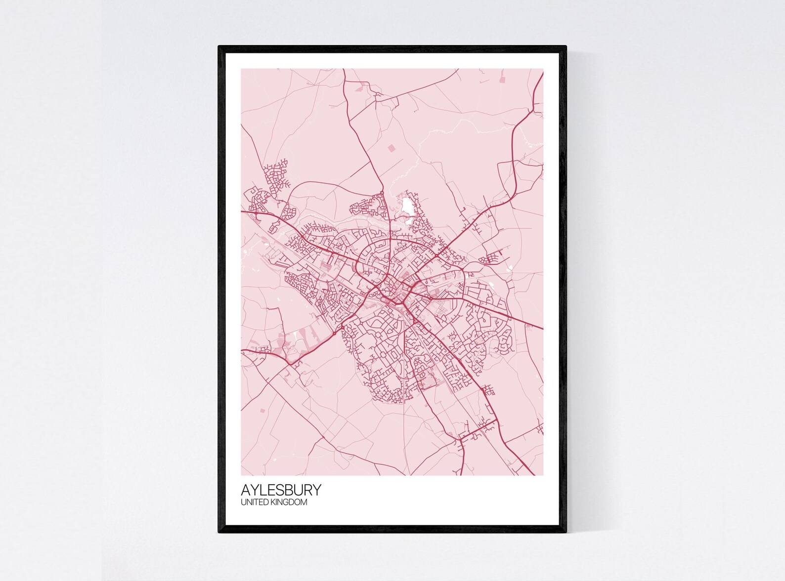 Aylesbury United Kingdom Map Print Many Colours Fast | Etsy