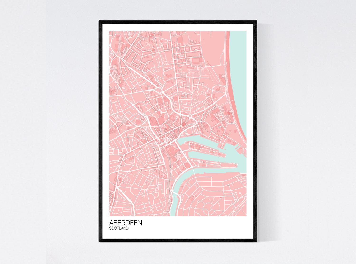 Aberdeen City Centre Map Art Print Many Colours 350gsm Art - Etsy UK