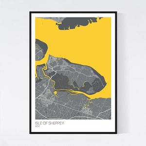 Isle of Sheppey, Kent Map Art Print Many Colours 350gsm Art Quality ...