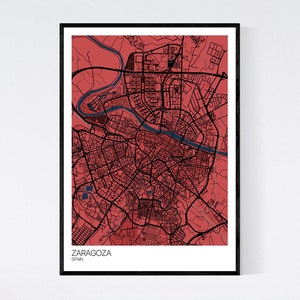Zaragoza Spain Map Art Print Many Colours Art Quality - Etsy UK