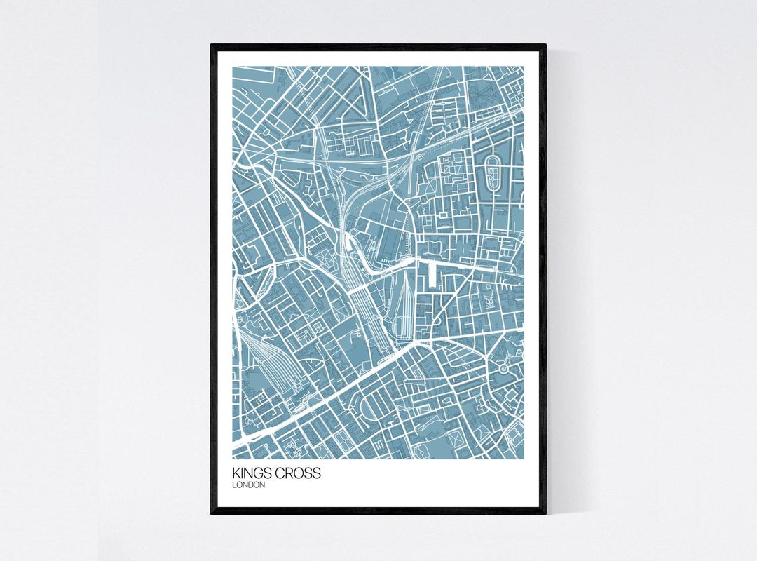 Kings Cross, London Map Art Print Many Colours 350gsm Art Quality Paper ...