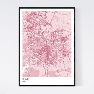 Pune, India Map Art Print Many Styles Art Quality Paper Fast Delivery ...