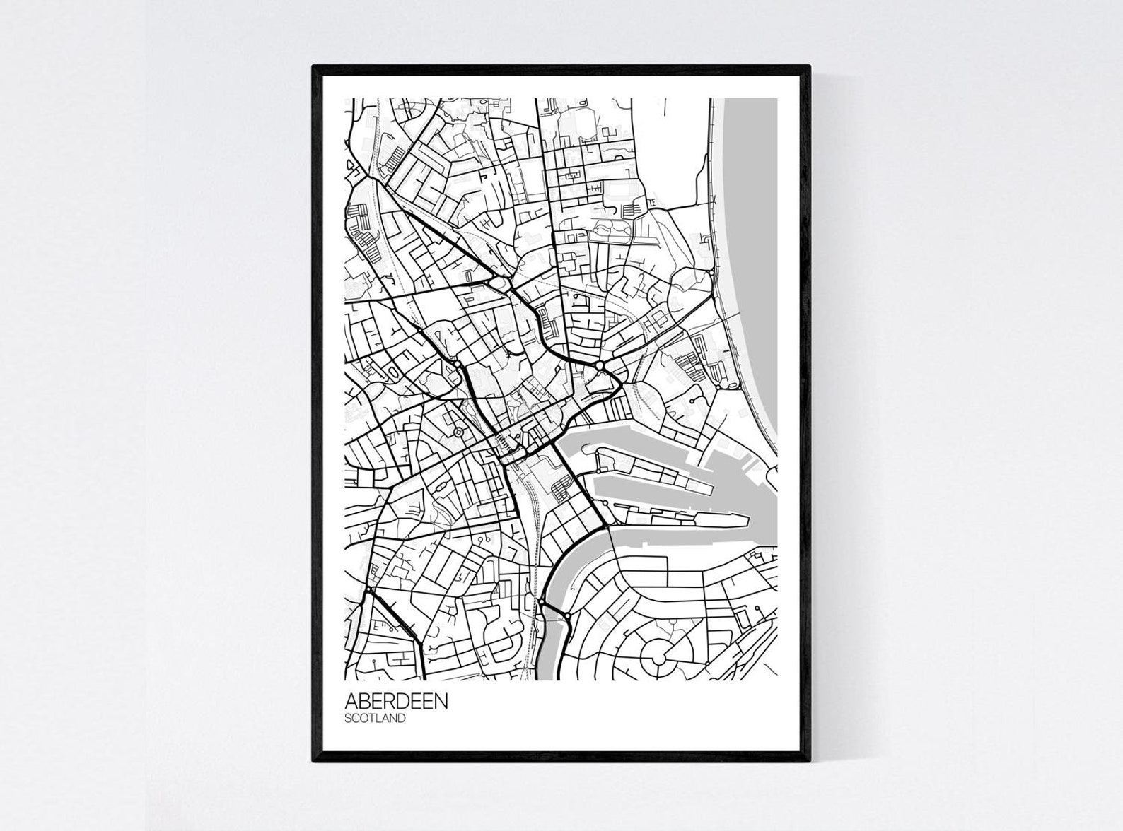 Aberdeen City Centre Map Art Print Many Colours 350gsm Art | Etsy