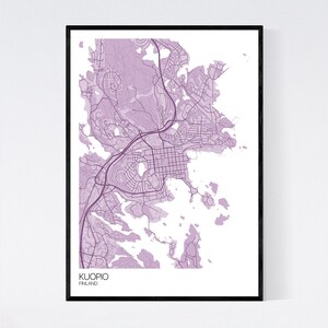 Kuopio, Finland Map Art Print - Many Colours - 350gsm Art Quality Paper ...