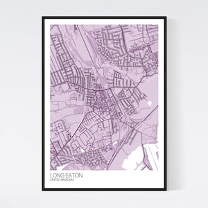Long Eaton Map Print Many Colours 350gsm Art Quality Paper - Etsy