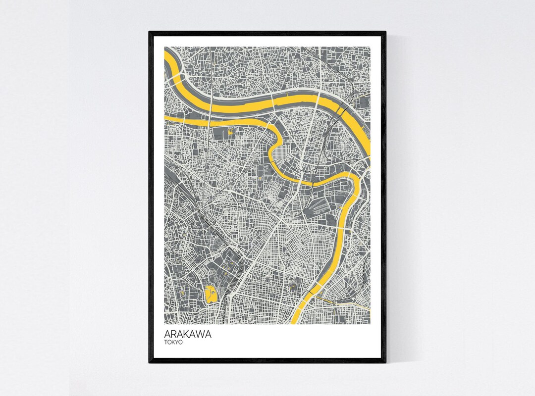 Arakawa, Tokyo, Japan Map Print Many Colours Fast Delivery Scandi ...