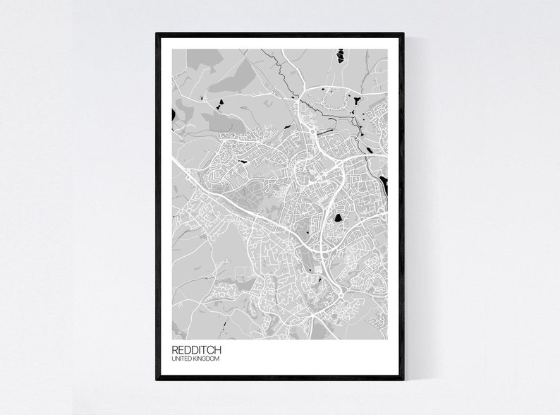 Redditch Map Print Many Colours 350gsm Art Quality Paper - Etsy