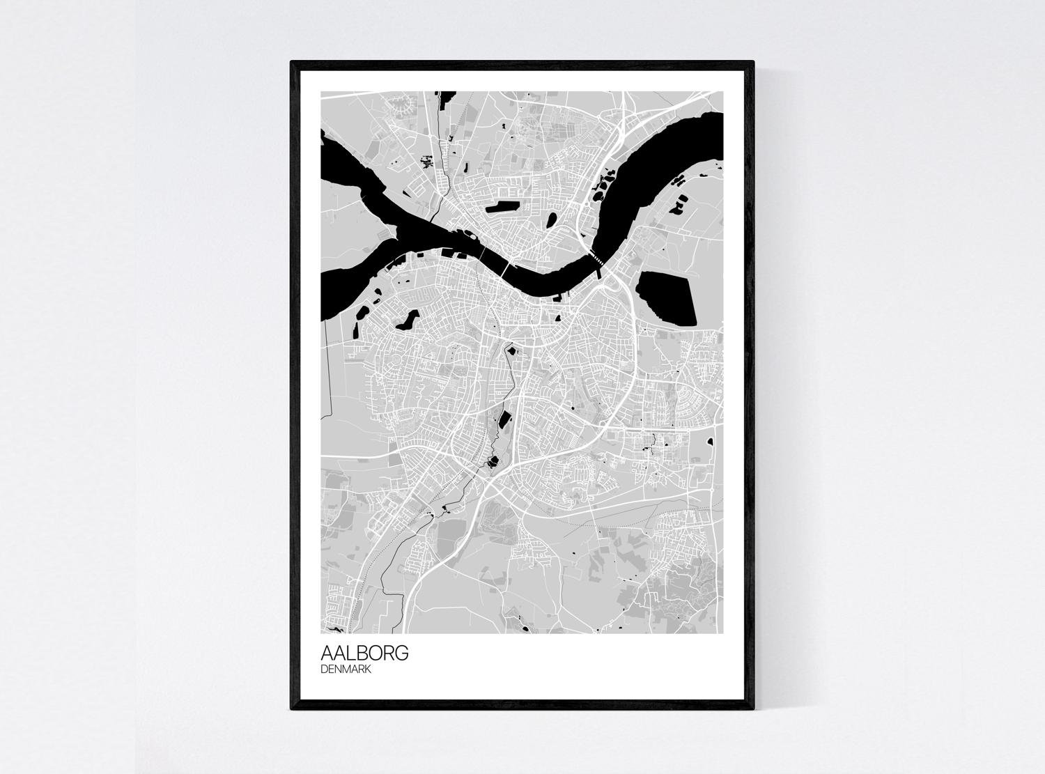 Aalborg Denmark City Map Art Print Many Colours 350gsm | Etsy