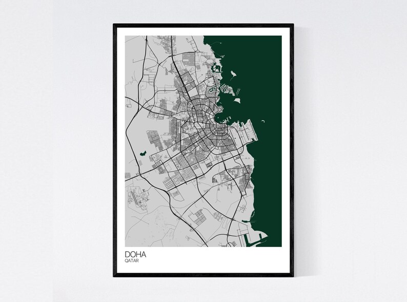 Doha Qatar Map Art Print Many Styles Art Quality Paper | Etsy