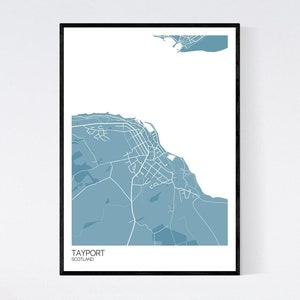 Tayport, Scotland Map Art Print Many Styles 350gsm Art Quality Paper ...
