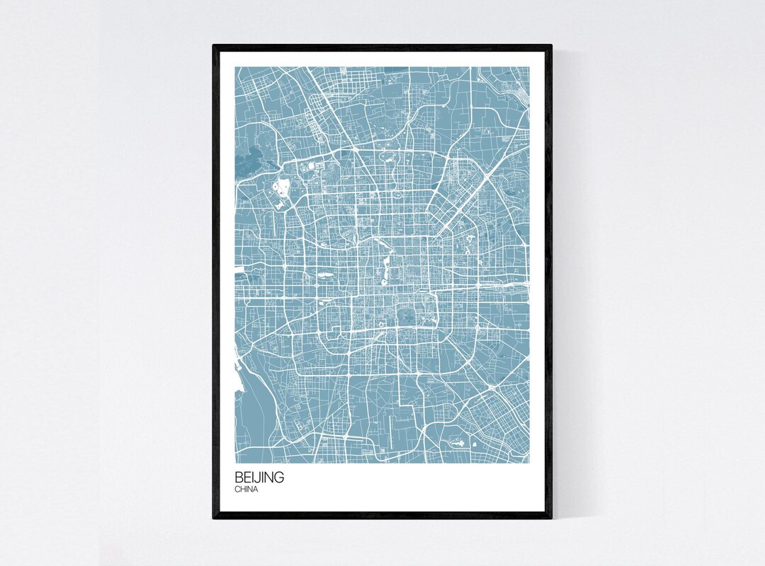 Beijing China Map Art Print Many Styles Art Quality Paper - Etsy