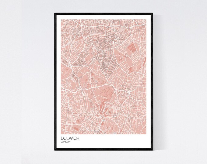 Dulwich, London Map Art Print - Many Colours - 350gsm Art Quality Paper ...