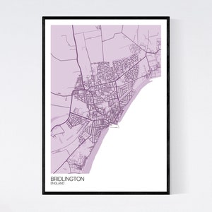 Bridlington, England Map Art Print Many Colours 350gsm Art Quality ...