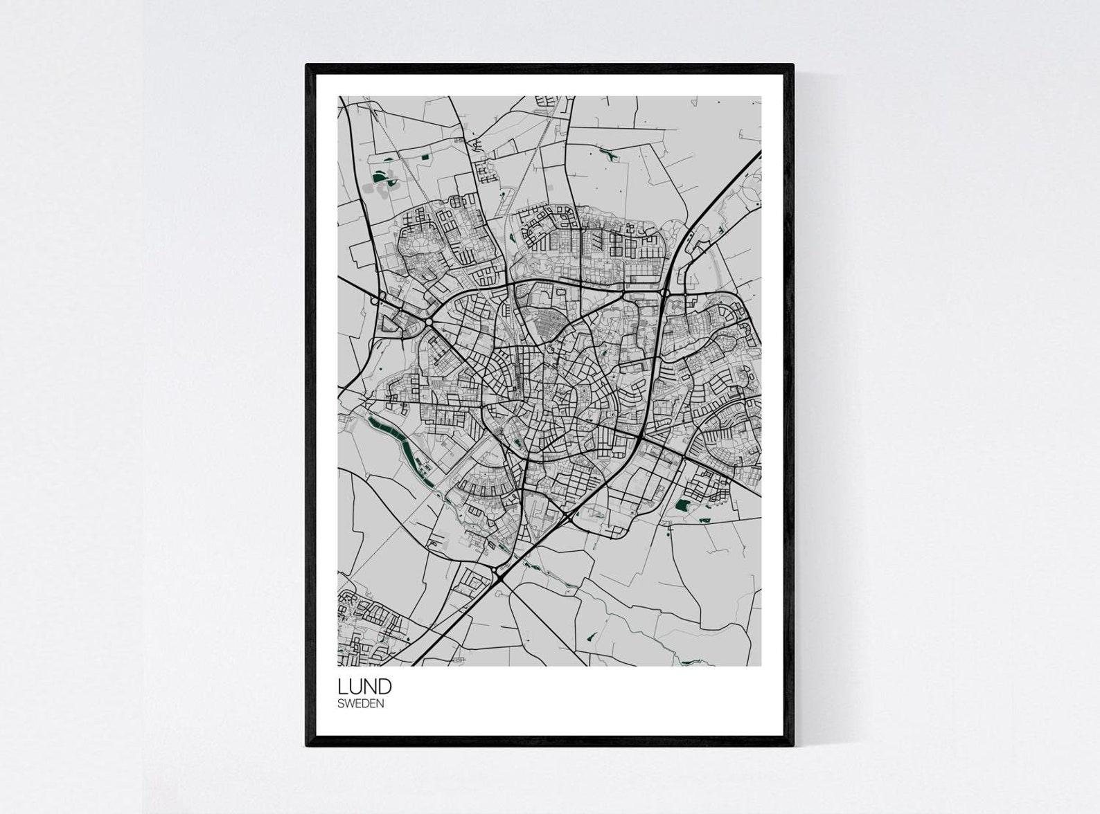 Lund Sweden Map Art Print Many Styles 350gsm Art Quality - Etsy