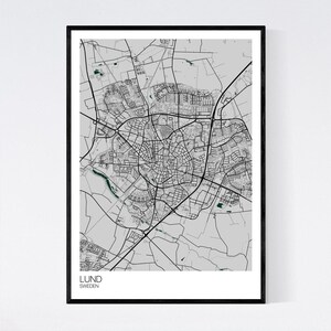 Lund, Sweden Map Art Print Many Styles 350gsm Art Quality Paper Fast ...