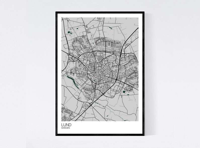 Lund Sweden Map Art Print Many Styles 350gsm Art Quality - Etsy