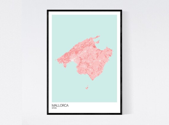 Mallorca Spain Island Map Art Print Many Colours 350gsm | Etsy UK