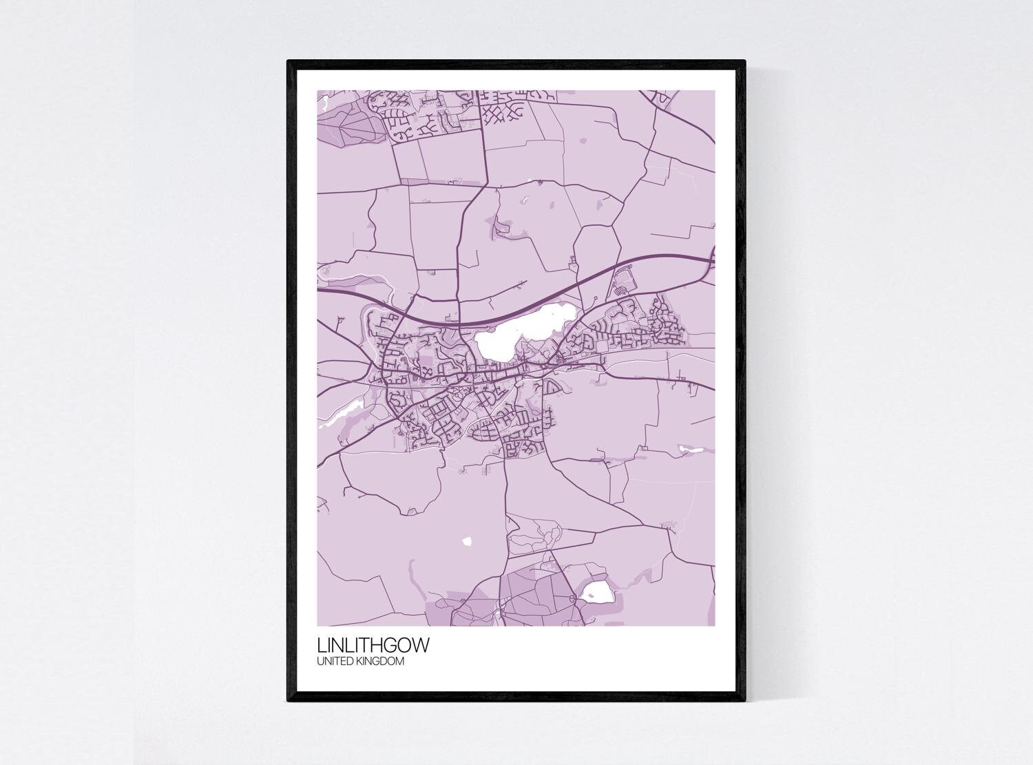 Linlithgow Scotland City Map Art Print Many Styles 350gsm | Etsy
