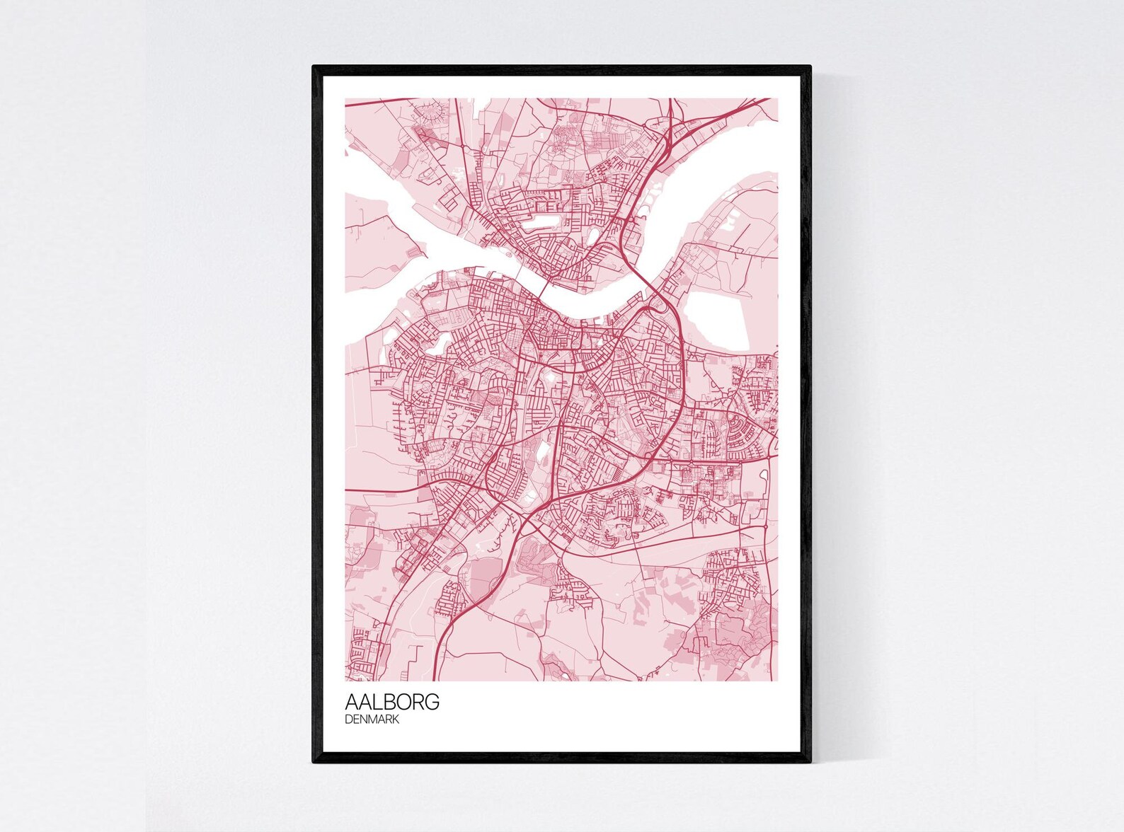 Aalborg Denmark City Map Art Print Many Colours 350gsm | Etsy