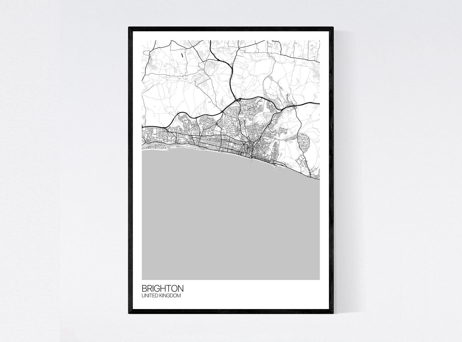 Brighton Map Print Many Colours 350gsm Art Quality Paper | Etsy