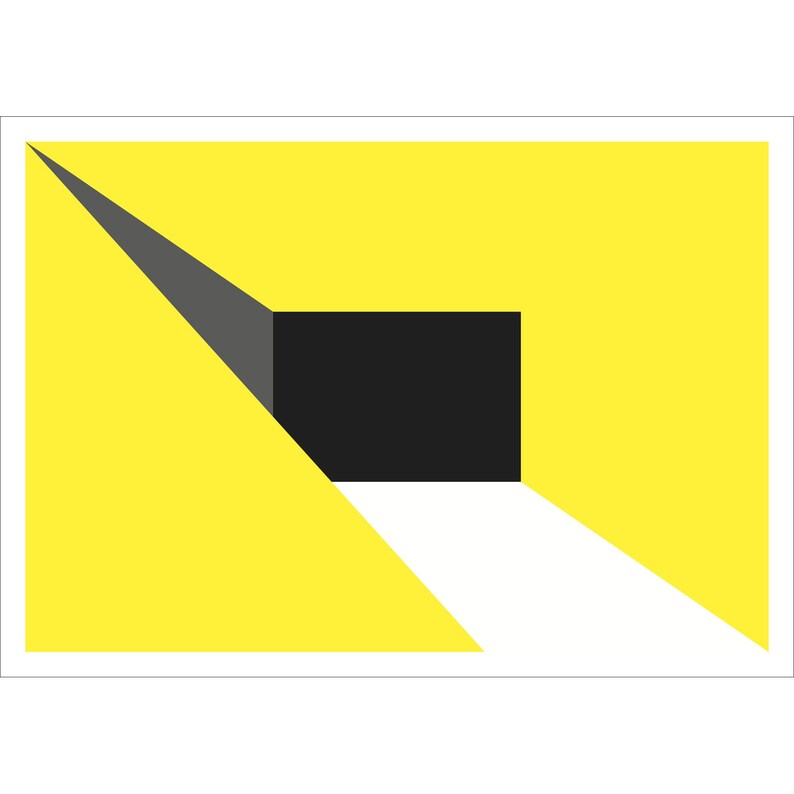 Yellow Black White Geometric / Abstract Art Print 020 - Etsy