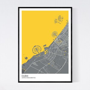 Dubai UAE City Map Art Print Many Styles Art Quality - Etsy UK