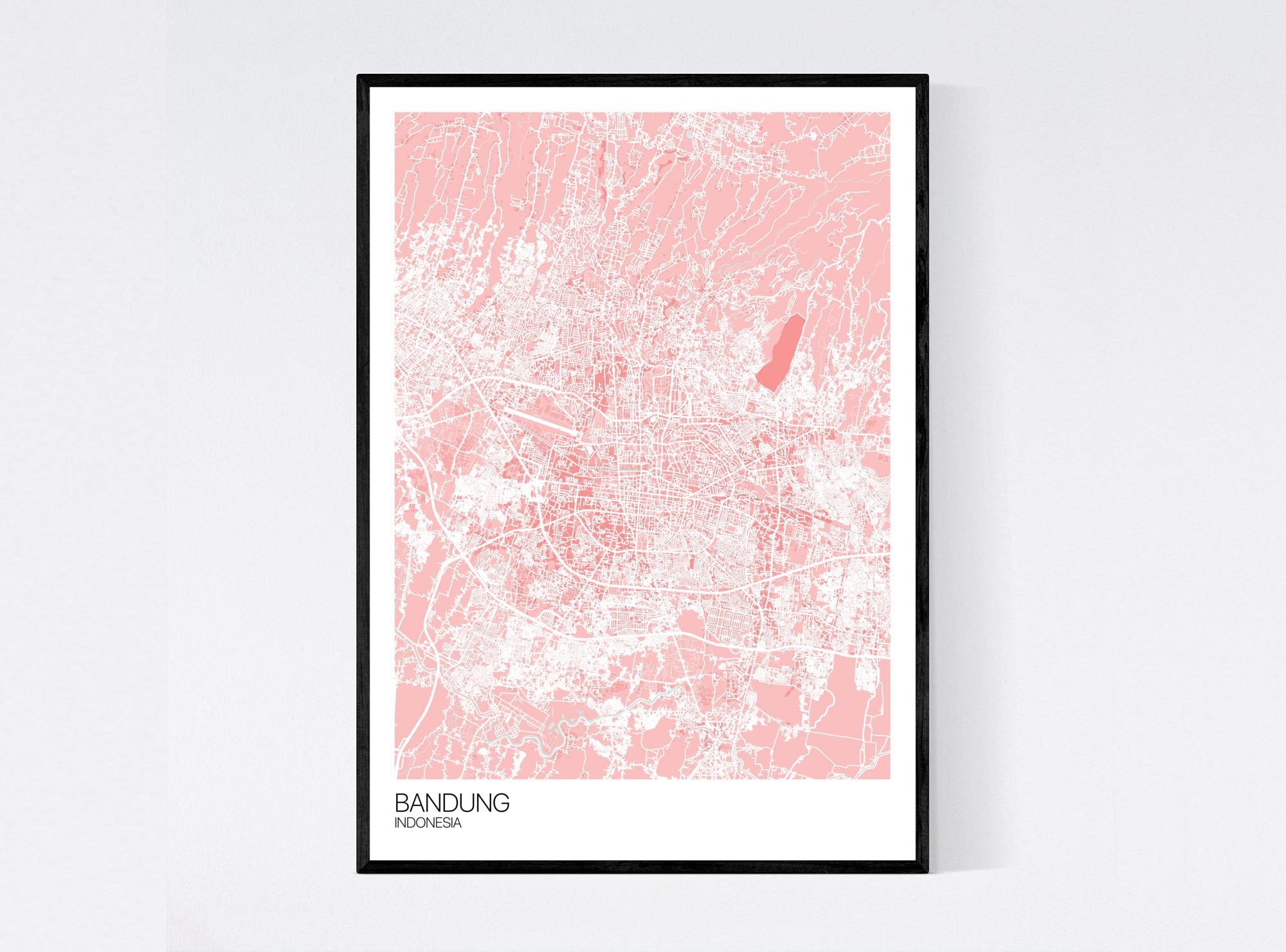 Bandung Indonesia Map Art Print Many Styles Art Quality | Etsy