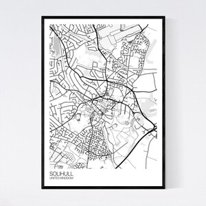 Solihull, United Kingdom City Map Art Print Many Colours 350gsm Art ...