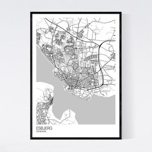 Esbjerg Denmark City Map Art Print Many Colours 350gsm - Etsy