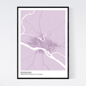 Kisangani, Congo Map Art Print - Many Styles - Art Quality Paper - Fast ...