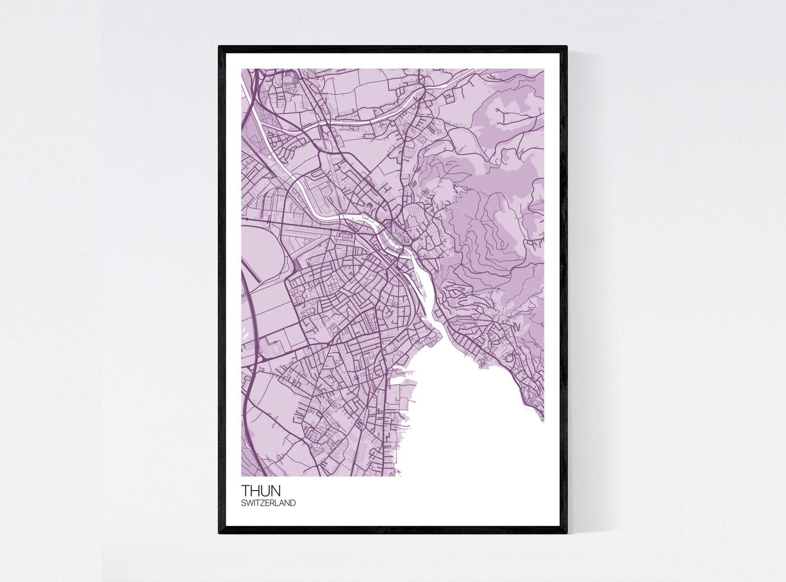 Thun Switzerland Map Art Print Many Colours 350gsm Art - Etsy