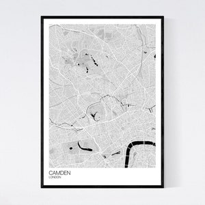 Camden, London Map Art Print Many Colours 350gsm Art Quality Paper Fast ...