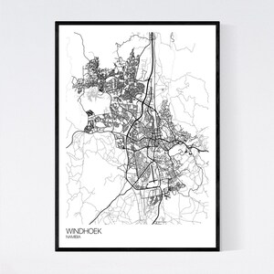 Windhoek, Namibia Map Art Print Many Styles Art Quality Paper Fast ...