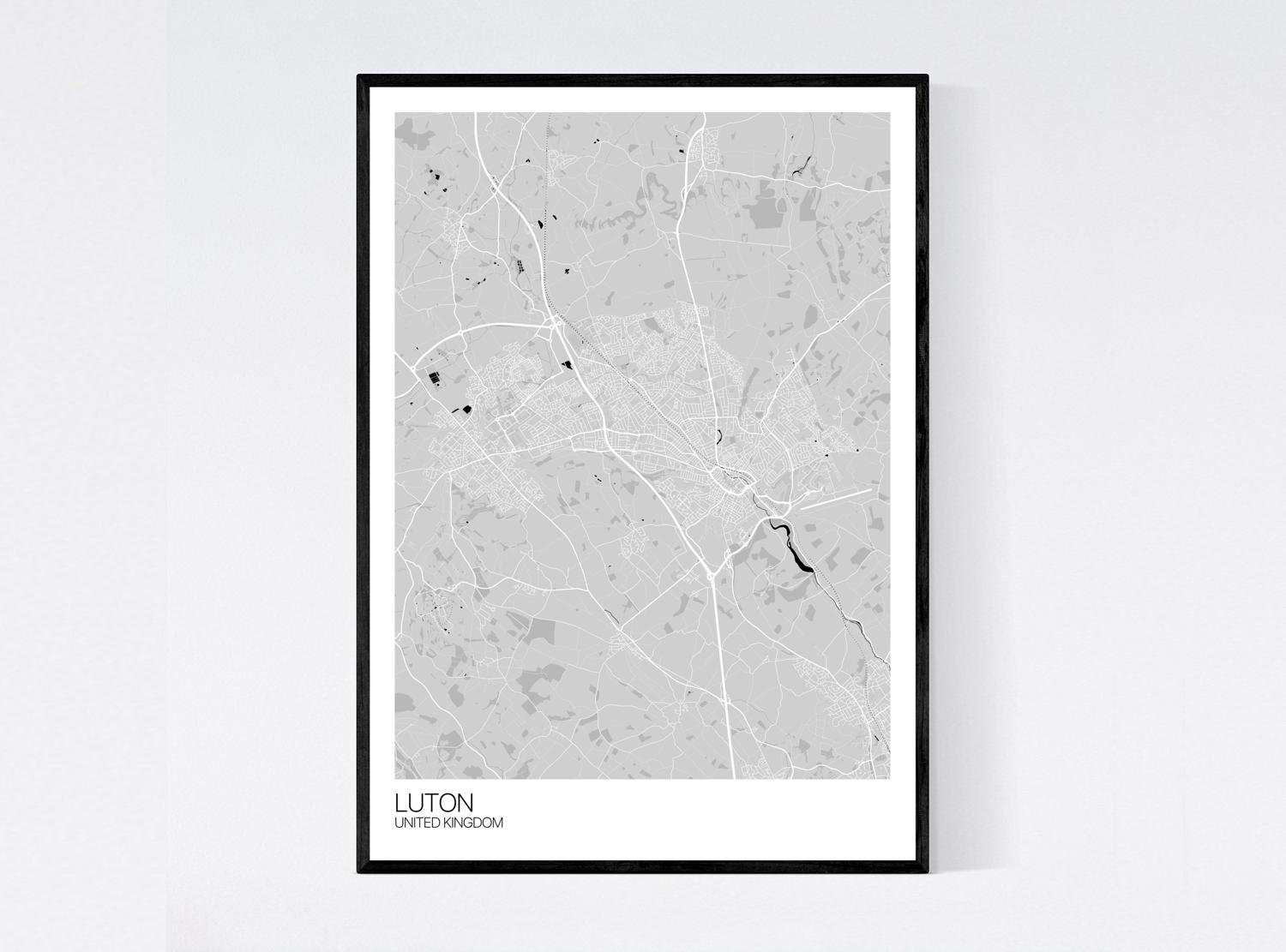 Luton United Kingdom City Map Art Print Many Styles | Etsy
